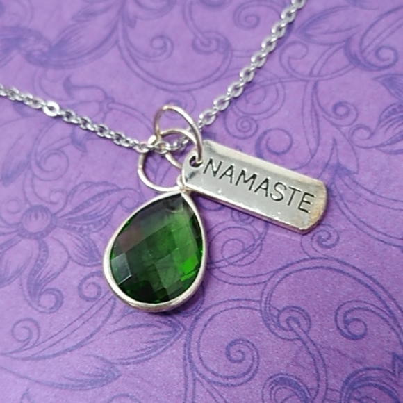 Jewelry | Namaste Necklace Emerald Colored Faceted Crystal | Poshmark